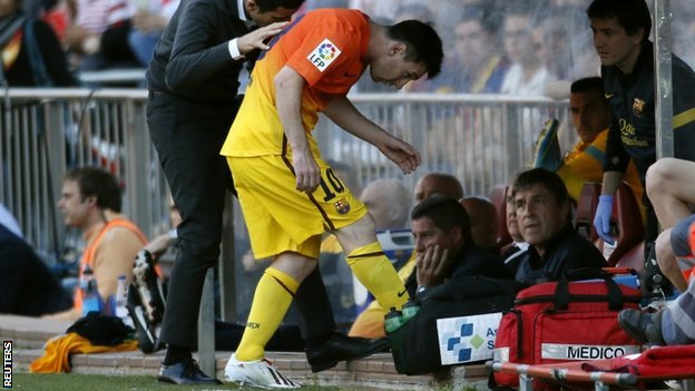 Music, sports and entertainment: Barcelona's Lionel Messi suffers ...