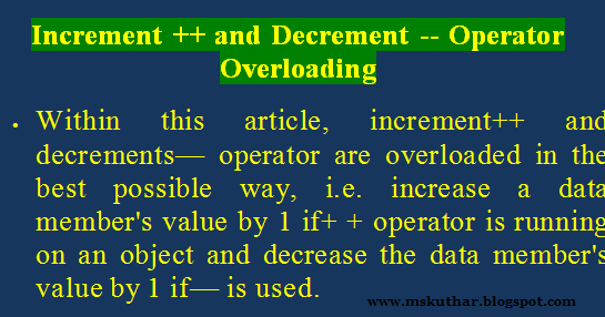 Increment And Decrement Operator Overloading In C