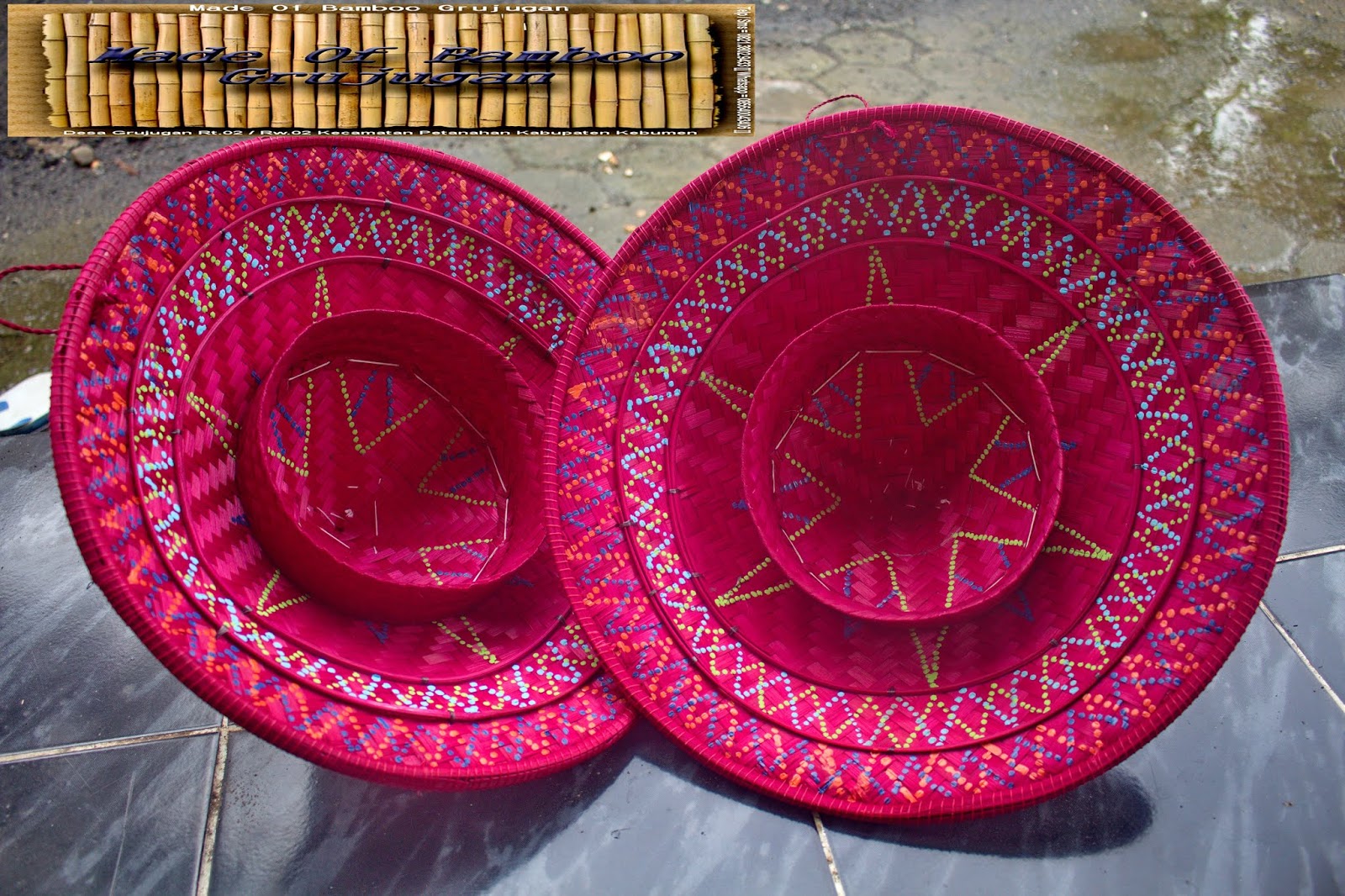 Caping Topi Petani Batik Titik Kerajinan Bambu Anyaman