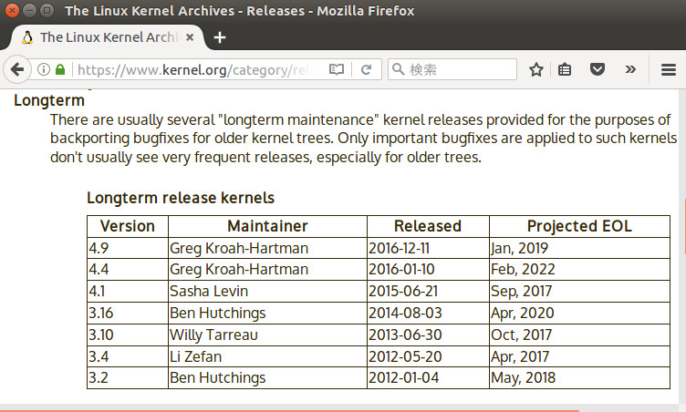 Linux Kernel その8 - Linux Kernel LTS版のサポート期間が6年間に拡大される - kledgeb