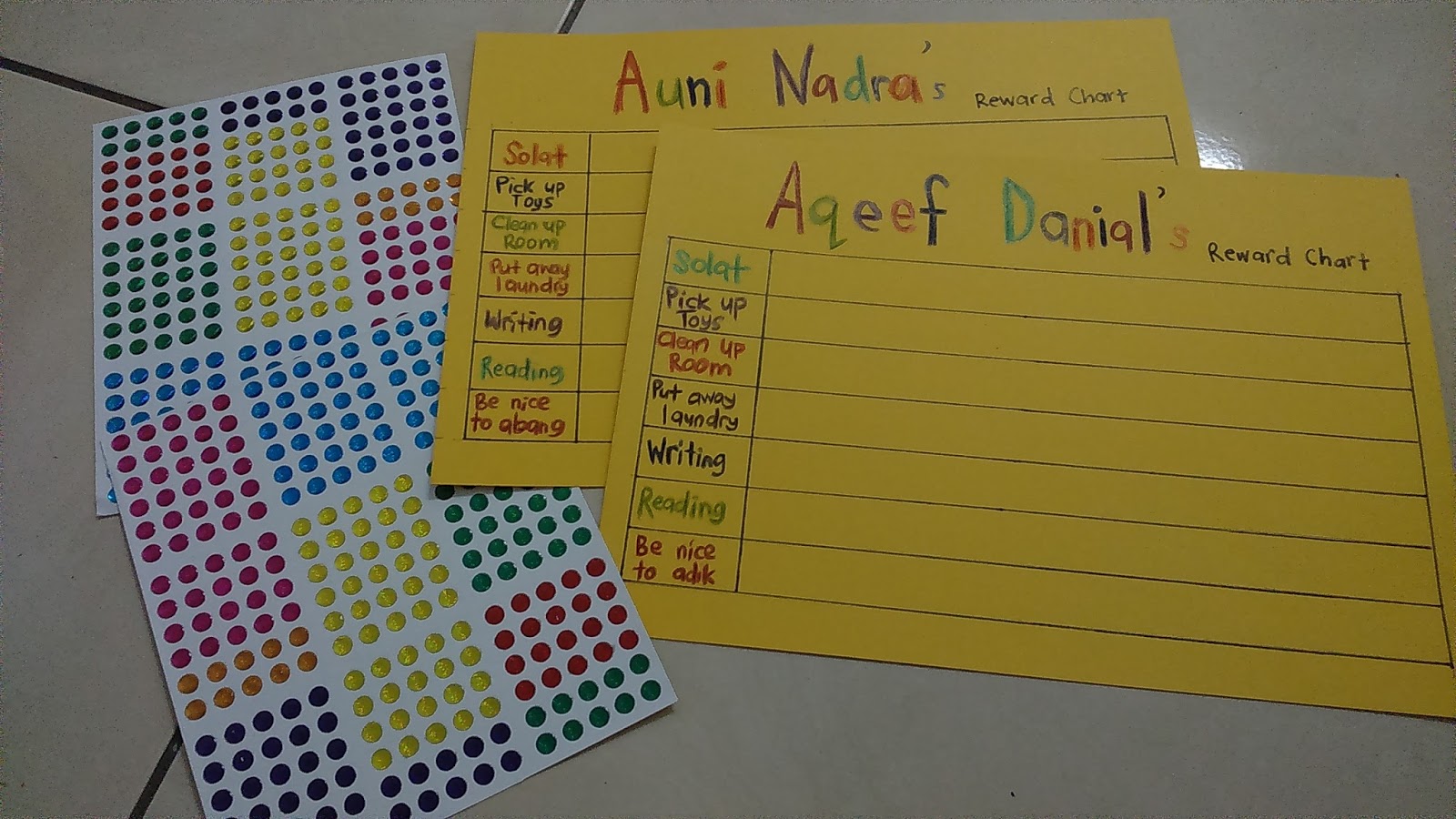 Reward Chart untuk anak-anak kesayangan