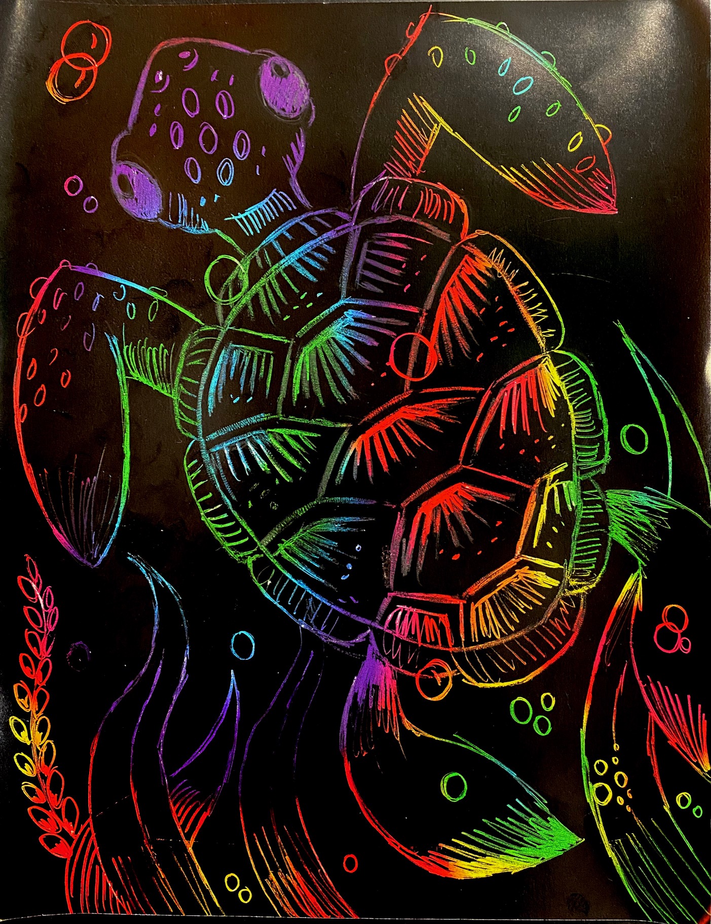 Easy Scratch Art Turtle