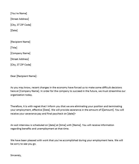 Layoff Letter Template ~ Resume Letter