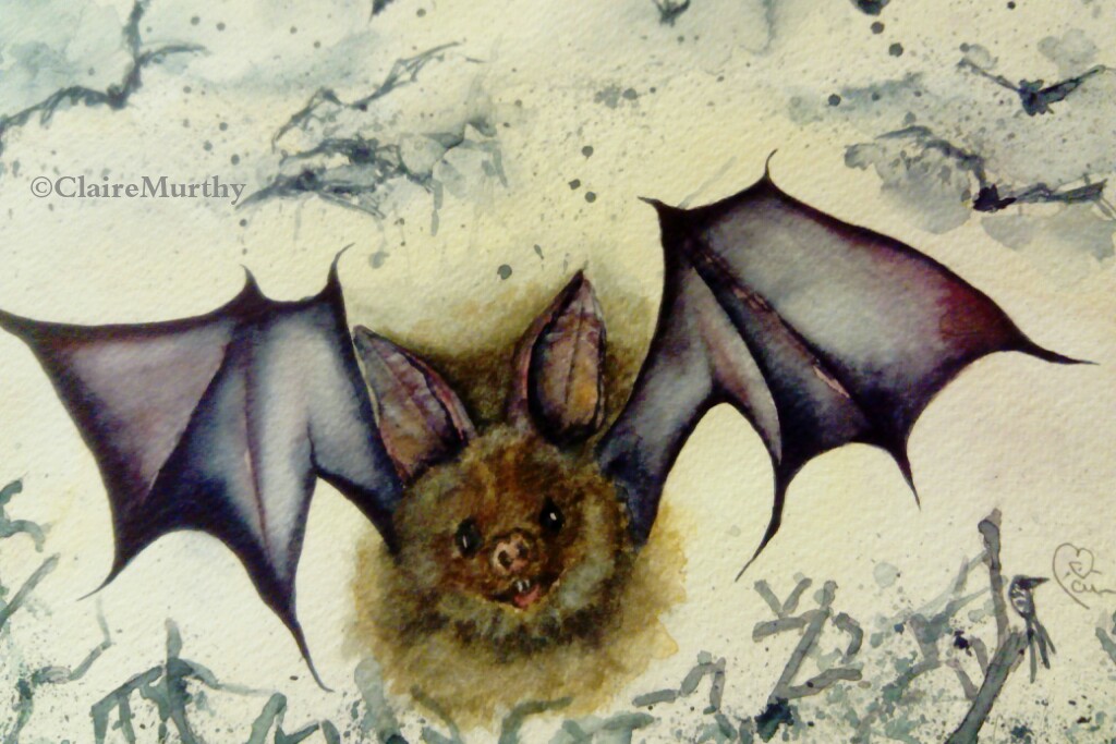 Watercolour Illustration of a Bat