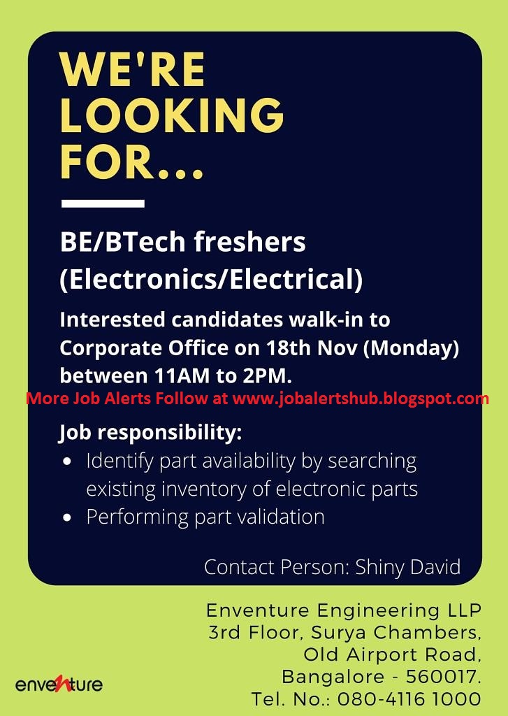Walk-In Interview for Freshers on 18th Nov' 2019 @ Enventure ...