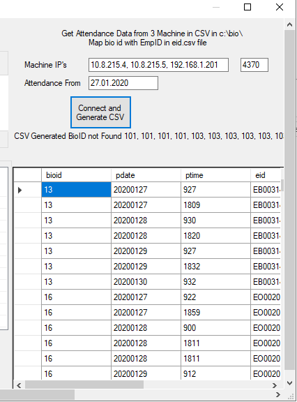 Pull data from Biometric Machine with face and finger recognition to ...