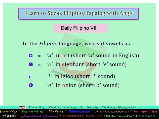 FDLS Online Magazine: Speak Filipino: Reading Vowels