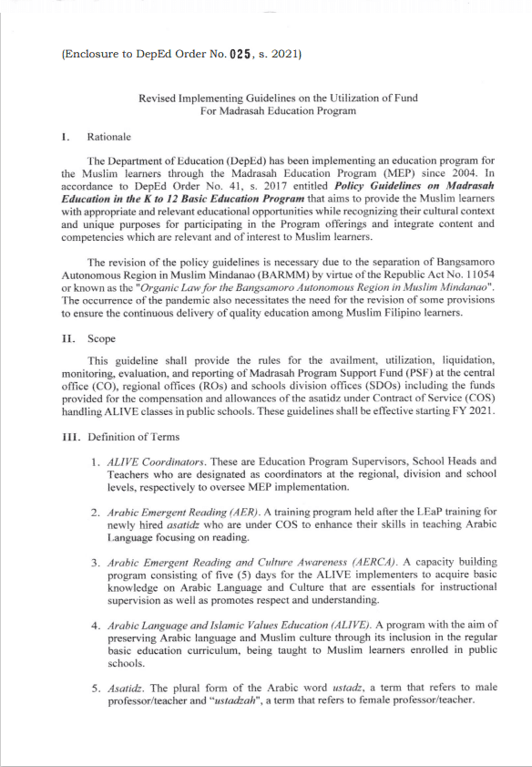 New DepEd Order 025: Revised Implementing Guidelines on the Utilization ...