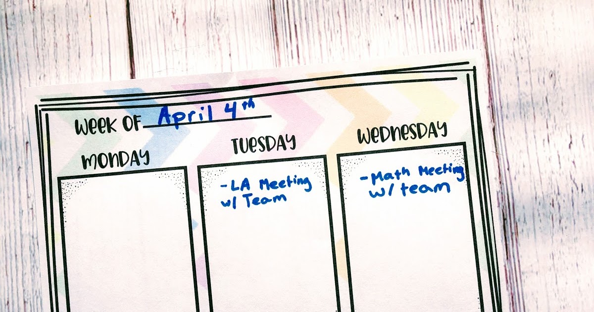 Organizing Your Week | Meg Russell -- One Basic Teacher