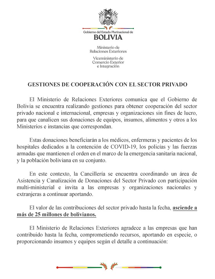 El Ministerio de Relaciones Exteriores informó que hasta la fecha se ... El Ministerio de Relaciones Exteriores informó que hasta la fecha se ...