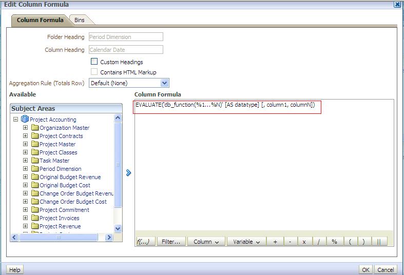 Oracle Business Intelligenceobieeallams Evaluate Function In Obiee To Embedded Db Functions