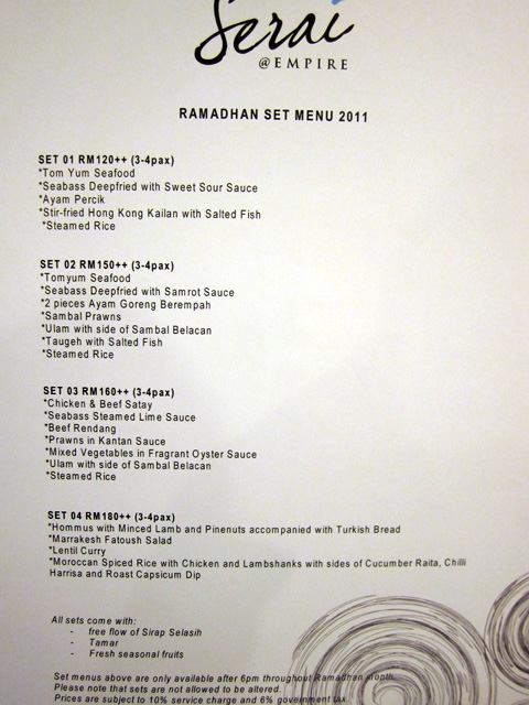 IFTAR Hari Ke 14 Ramadhan 2011 di Serai @ EMPIRE | Sally's Thoughts