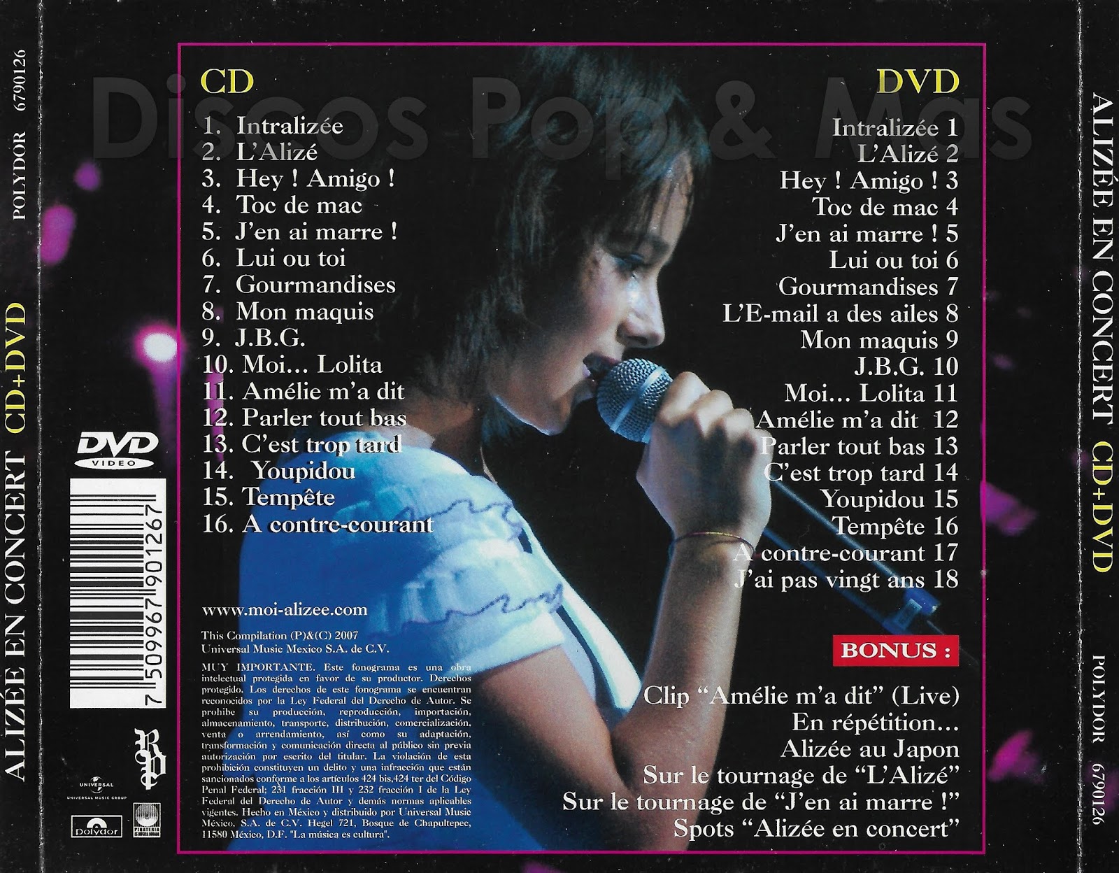 Discos Pop & Mas: Alizée - Alizée En Concert