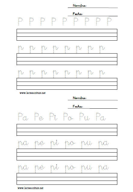 El rincón de las letras: trabajo para repasar la P