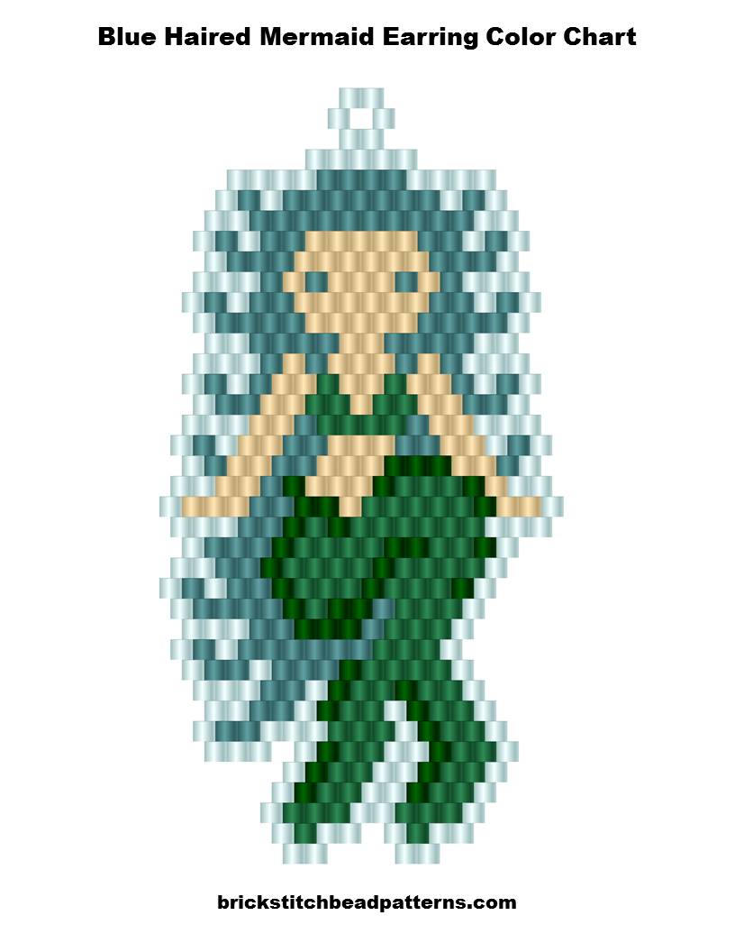 Brick Stitch Bead Patterns Journal: Free Blue Haired Mermaid Earring ...