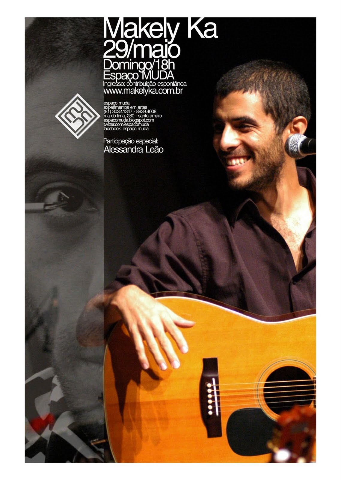 Espaço Muda: domingo 29/05 | show de Makely Ka + Alessandra Leão