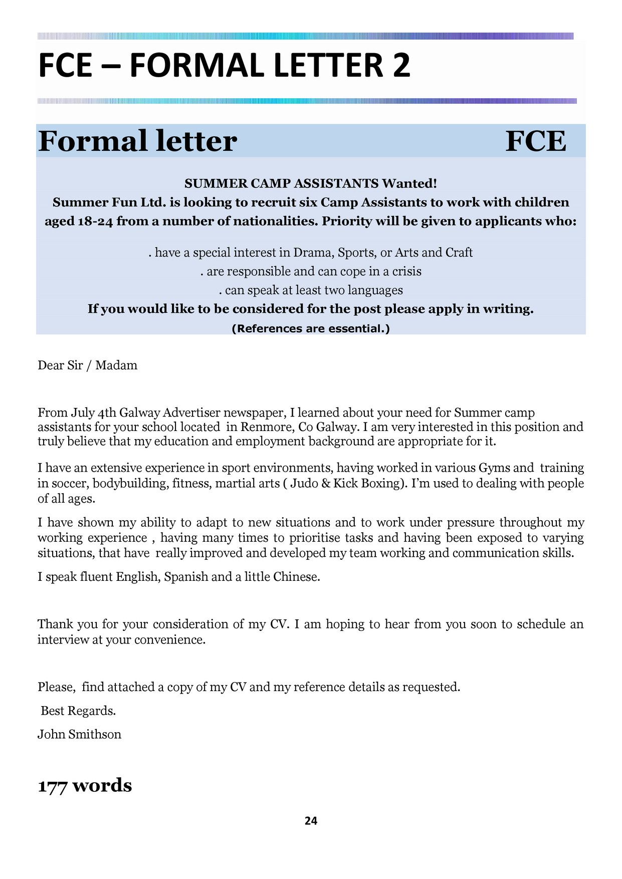 Formal Letter Cae - Formal Letter