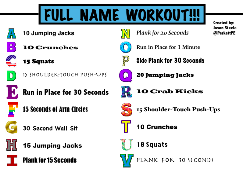 McMaster - Lifelong Fitness: Full Name Workout by Jason Steele (@PerkettPE)