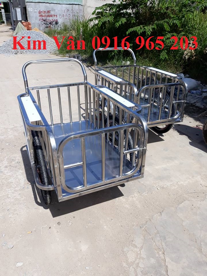 Xe thu gom rác inox 2 bánh hơi, xe rác inox tại tp hcm - Thiết bị y tế