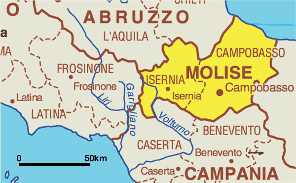 Kaart Italië Provincies Vakantie Molise En Campobasso Kaart