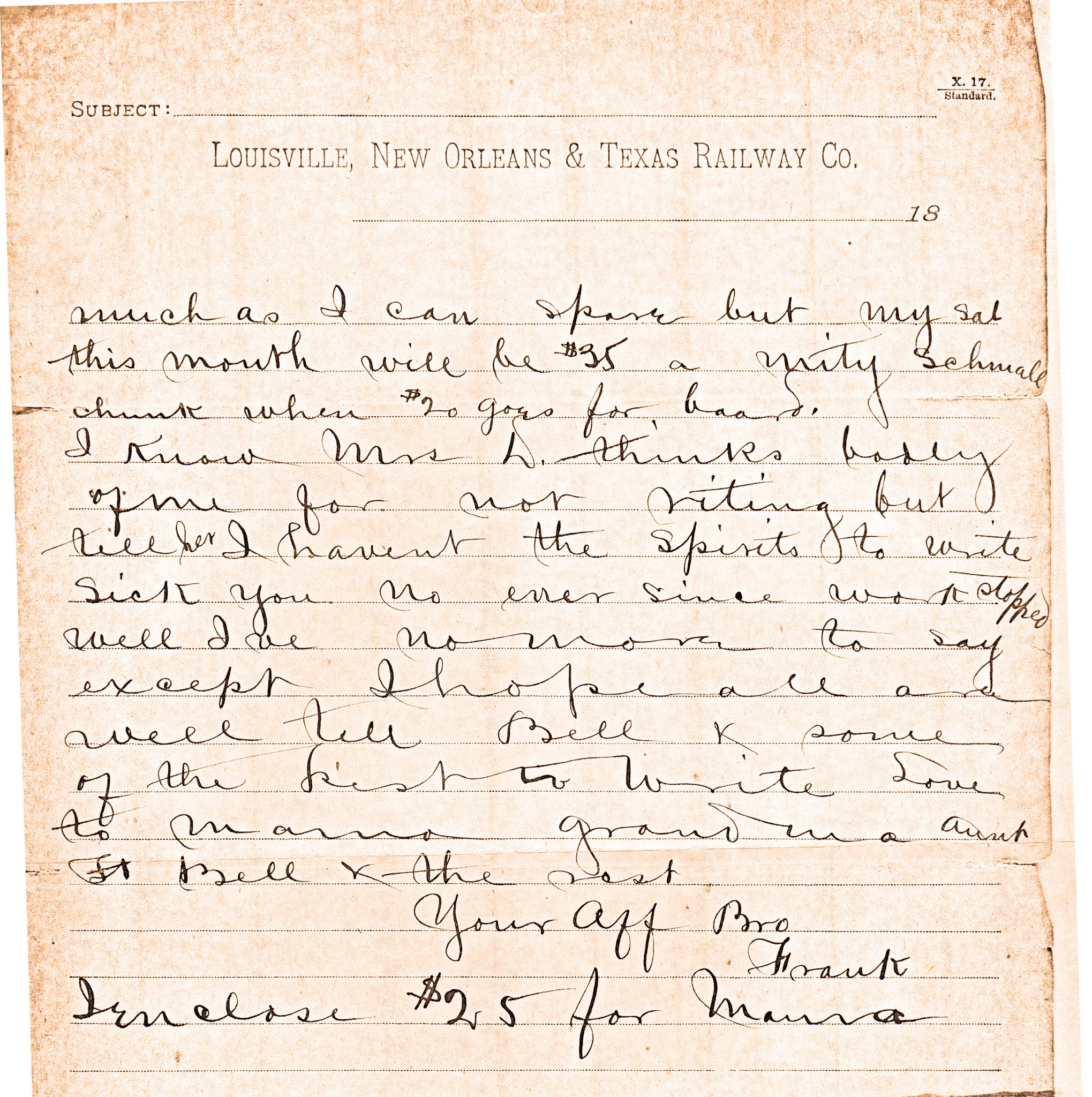 Belle's Letters: 1890 Letter from Frank Tisdale to Belle Tisdale