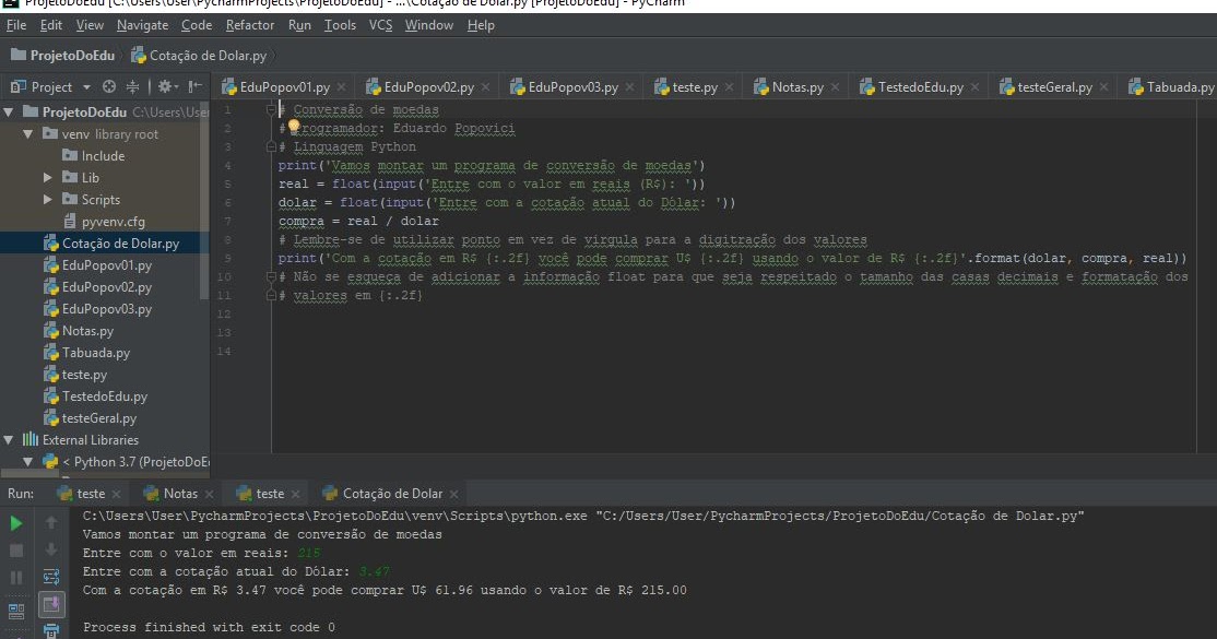 Eduardo Popovici: Script de conversão de moedas em Python (iniciantes)
