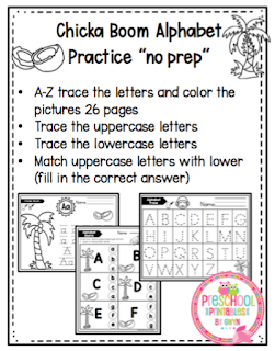 Chicka Boom Alphabet Practice "No Prep" ~ Preschool Printables