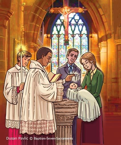 Dusan Pavlic's Illustrations: Baptism-Seven Sacraments