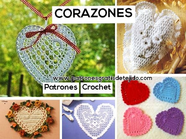 Patrones de corazones para tejer a crochet 💗💗💗💗💗