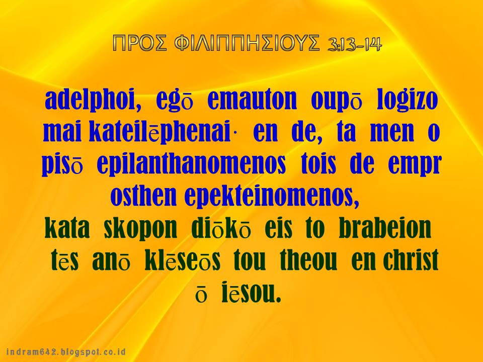 SENI MENULIS ISI HATI TUHAN : Filipi 3:13-14, PANGGILAN SORGAWI