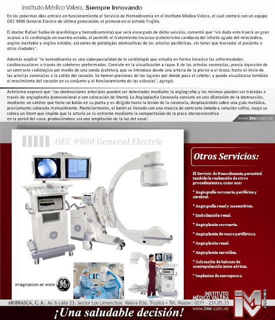 Instituto Médico Valera: Nuevo Equipo OEC 9900 General Electric