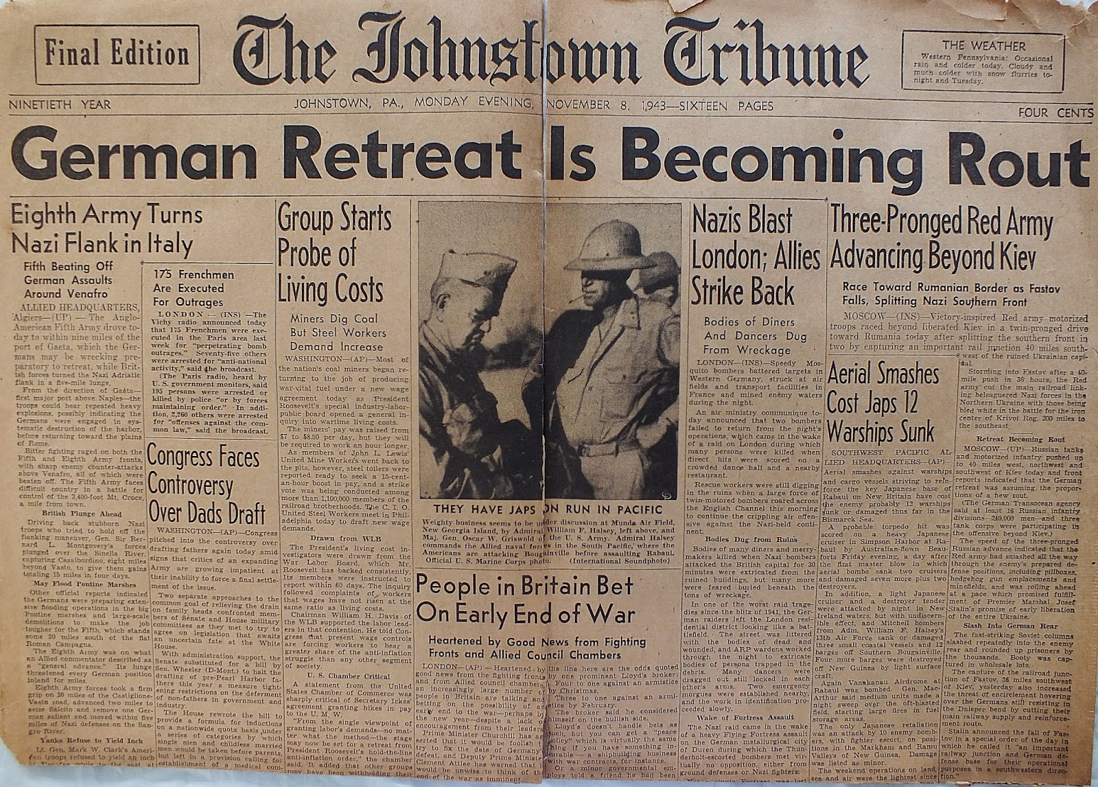 The Johnstown Tribune - WWII: November 8, 1943: German Retreat Is ...