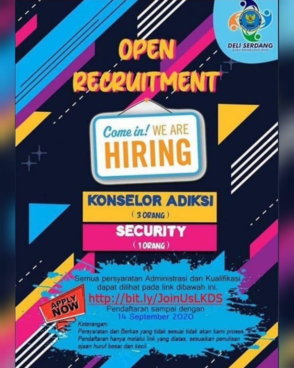 Info Loker Medan Terbaru September 2020 DI BNN DELI SERDANG Info Loker Medan Terbaru September 2020 DI BNN DELI SERDANG