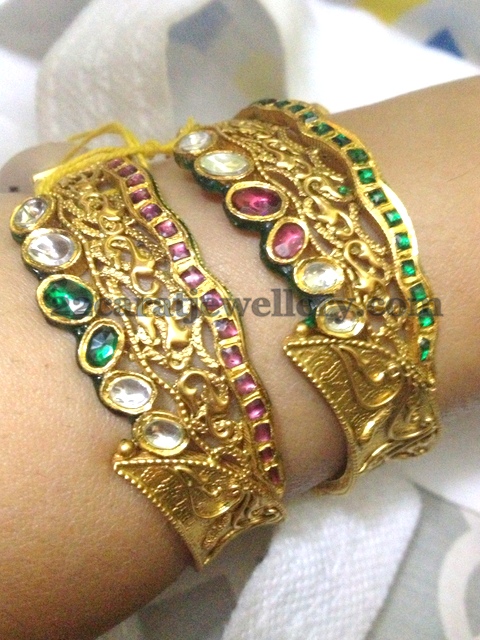 Stylish Gold Braod Bangles - Jewellery Designs