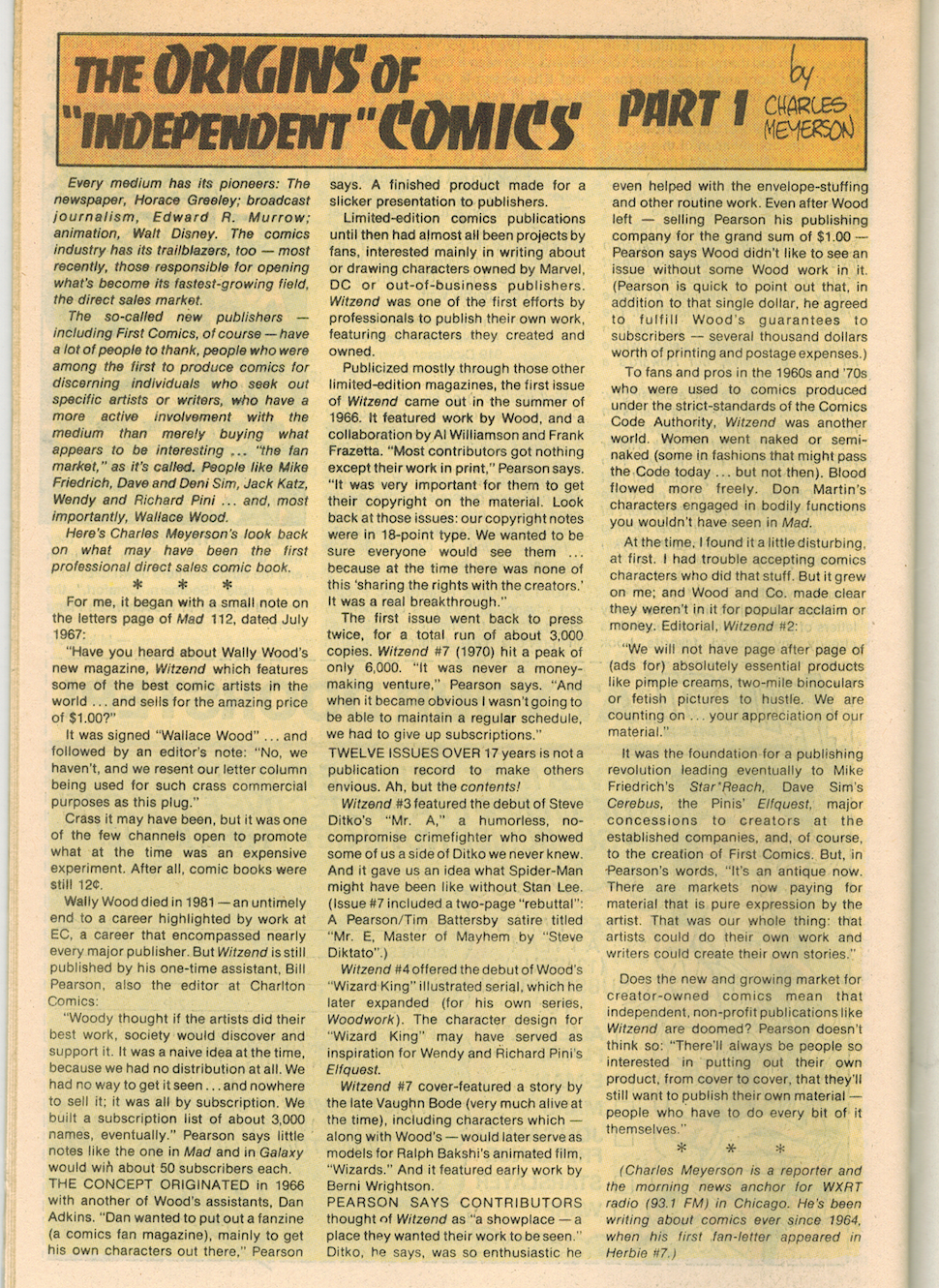 The Origins of Independent Comics [1983] | Meyerson