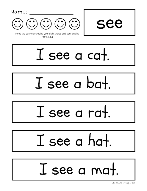 Free Sight Word Simple Sentences Worksheet