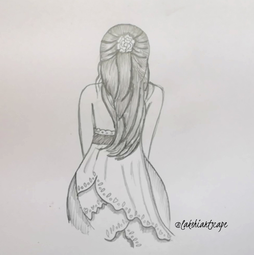 How to draw with Girl in back side pose