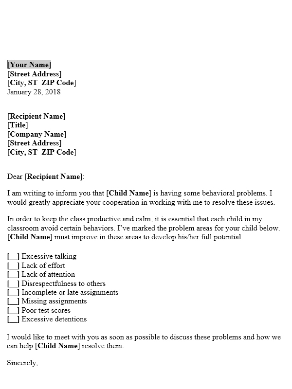 Parent Letter Template ~ Resume Letter