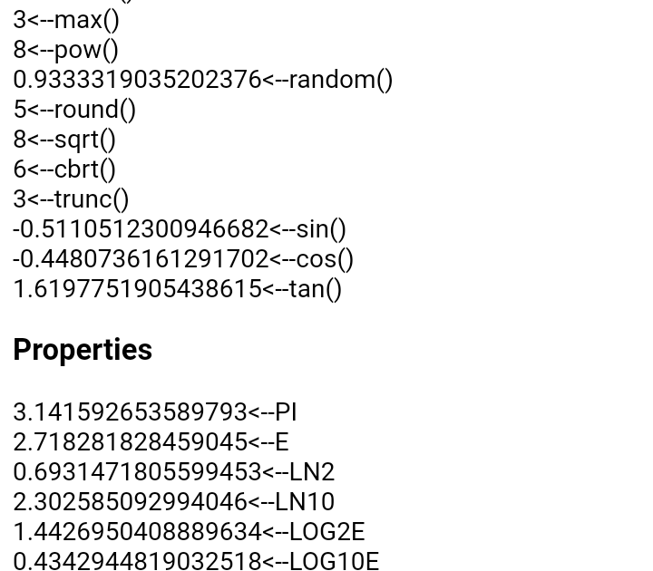 JavaScript program for math methods and properties JavaScript program for math methods and properties
