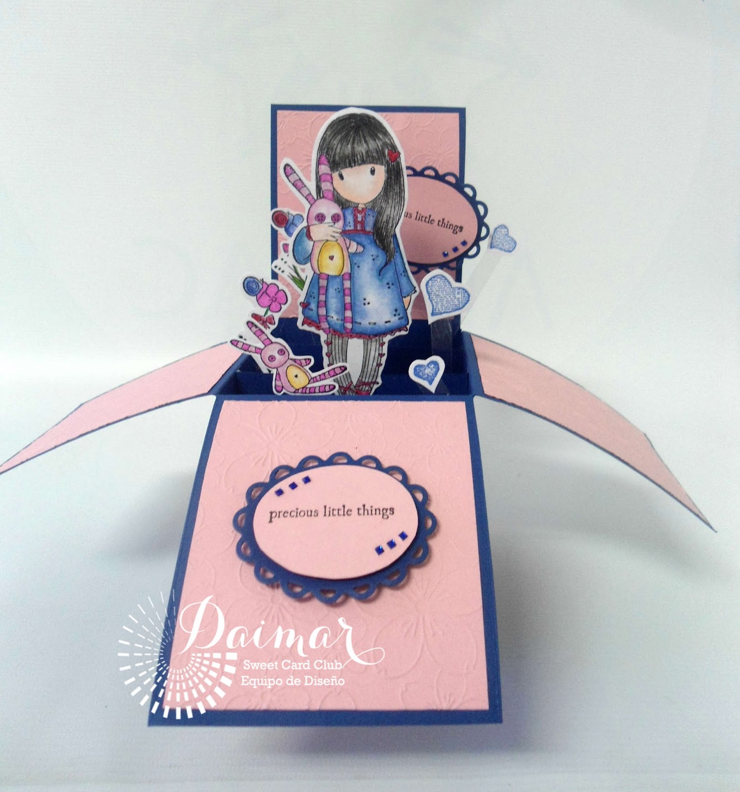 SWEET CARD CLUB: Reto #85: Tarjetas Desplegables Azul y Rosa