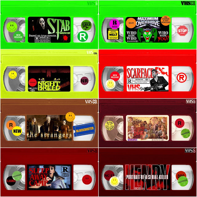 The Horrors of Halloween: HORROR VHS STICKERS by VINYL HELL STICKER CO.