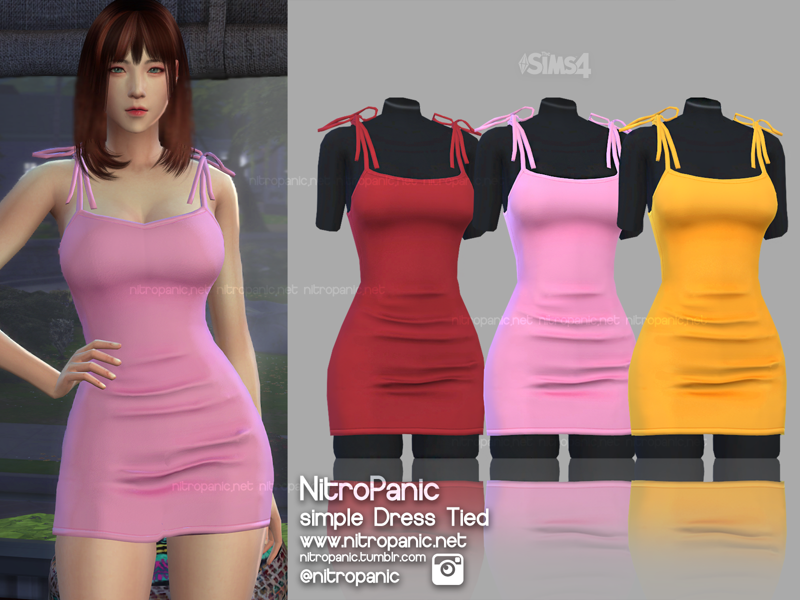 Simple Dress & Simple Dress Tied Version for The Sims 4