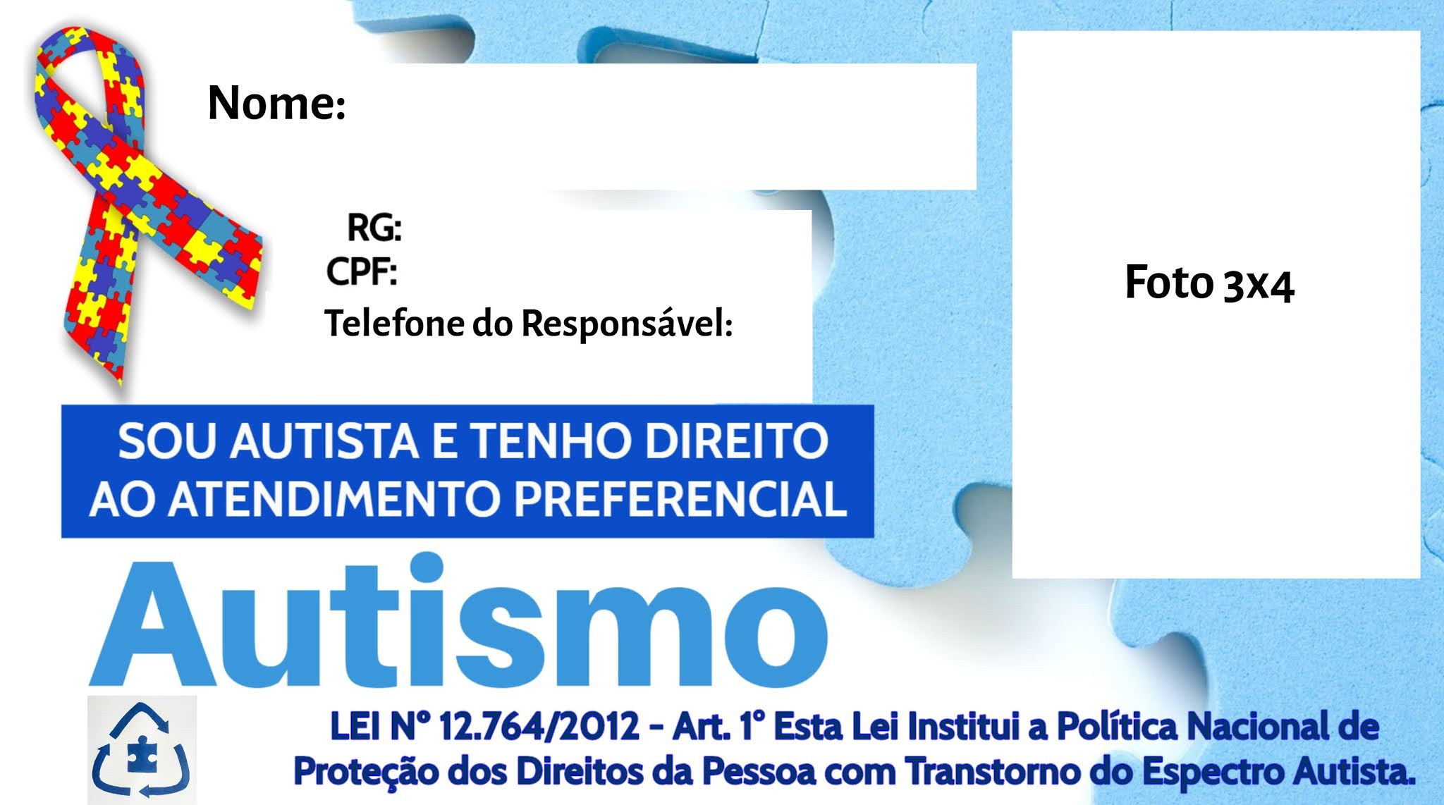 Modelo de Carteira de Identificação TEA