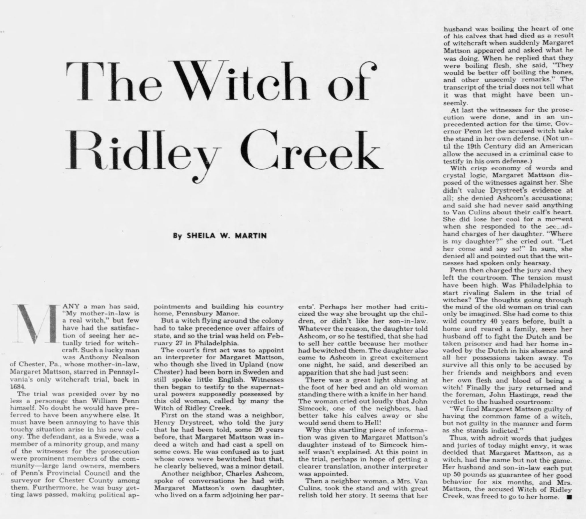 Valley Girl Views: When Pennsylvania Had Witch Trials - The Witch Of ...