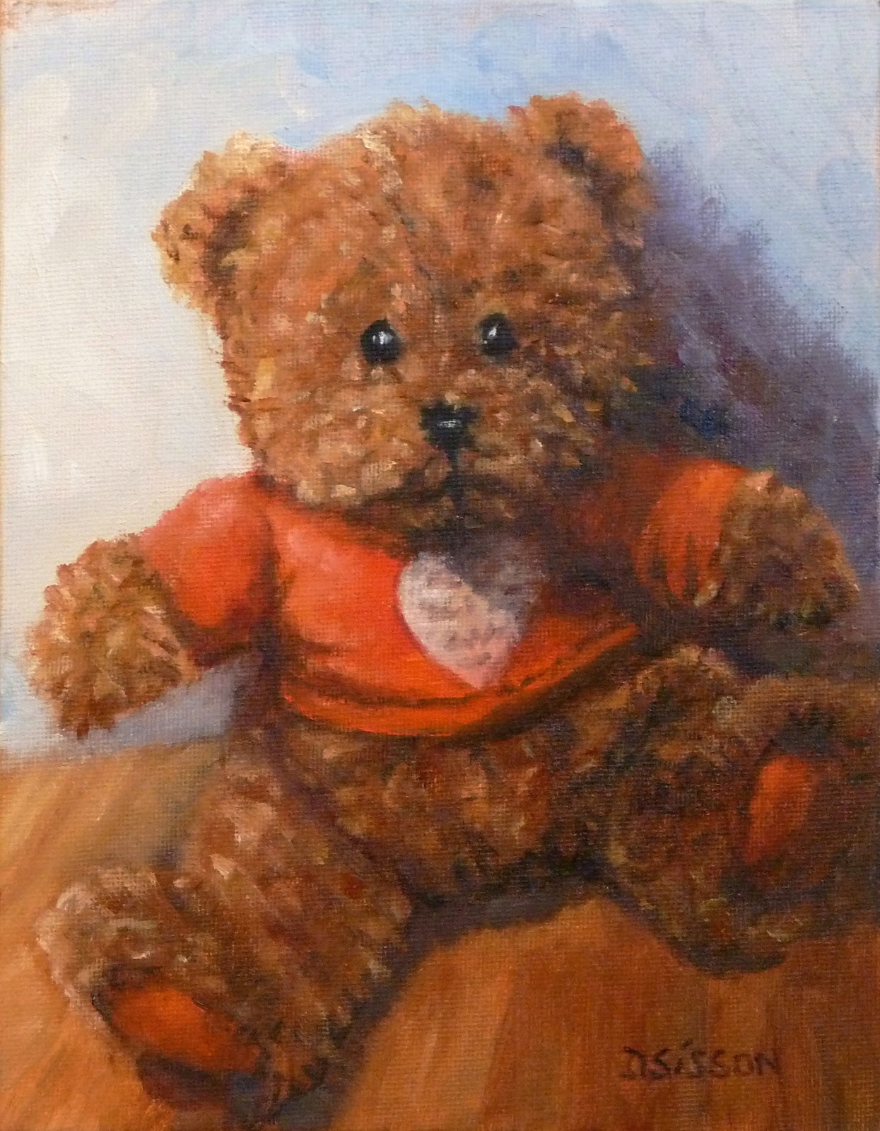 Daily Painting Projects: Surprised Teddy Love Bear Oil Painting ...