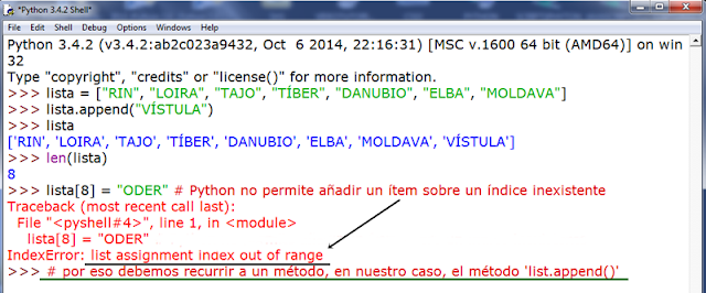 APRENDER A PROGRAMAR CON PYTHON: MÉTODOS DE LAS LISTAS APRENDER A PROGRAMAR CON PYTHON: MÉTODOS DE LAS LISTAS