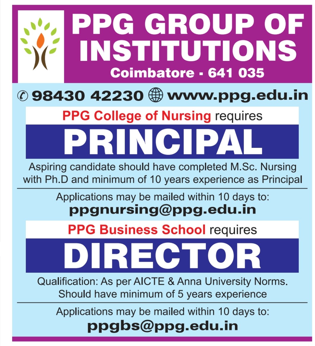PPG Group of Institutions, Coimbatore, Tamil Nadu Wanted Principal ...