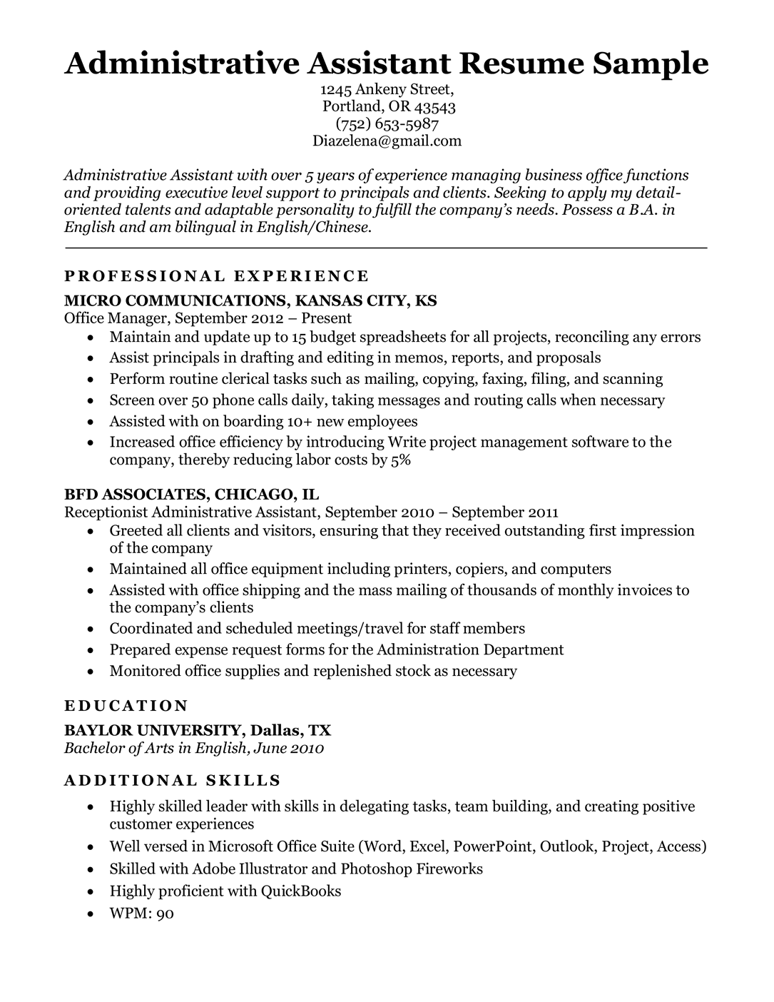Sample Resume Of Administrative Assistant Resume Letter sample-resume-of-administrative-assistant-resume-letter