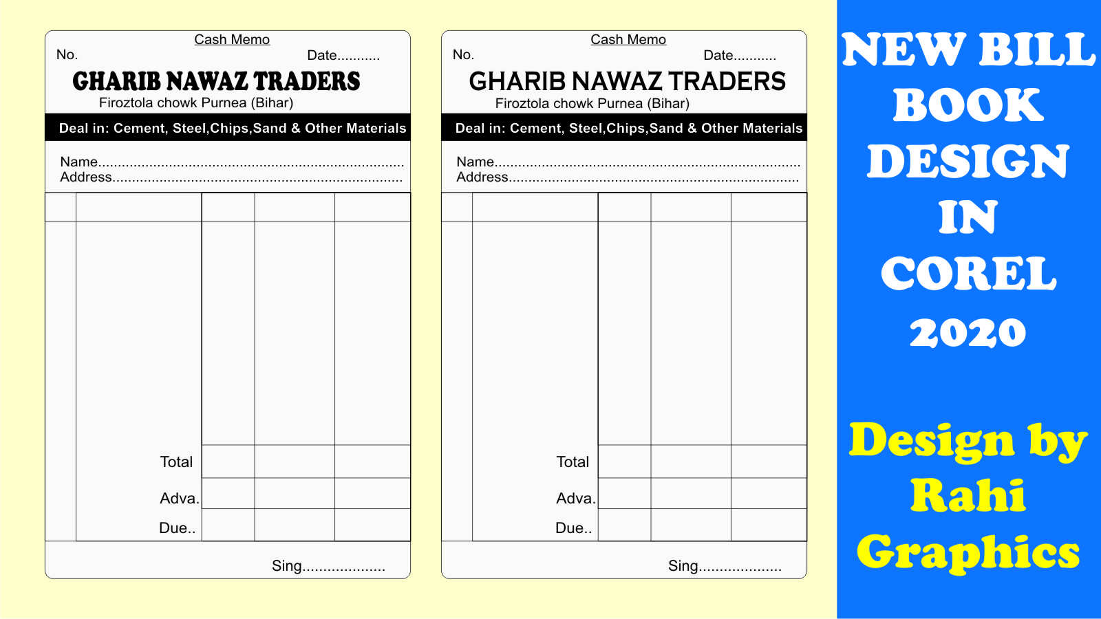 Shop Bill Book Design I Bill Book CDR File Download I बिल बुक कैसे ...